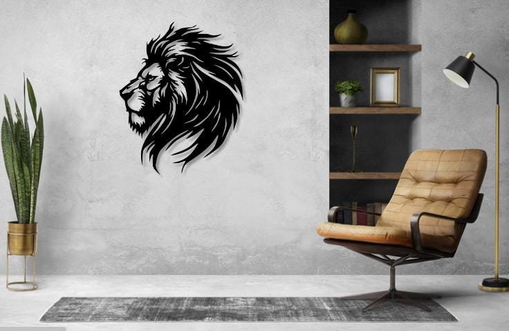 Lion Svg Dxf Png Files Lion Dxf Laser Cut File Wall Art Cut File for ...