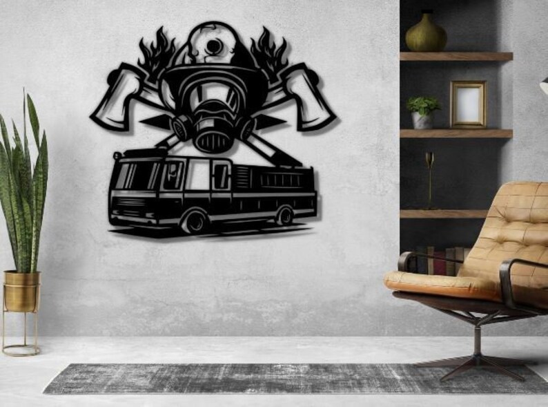 Fireman Svg Dxf Png Files , Laser Cut File Fire Truck Station ...