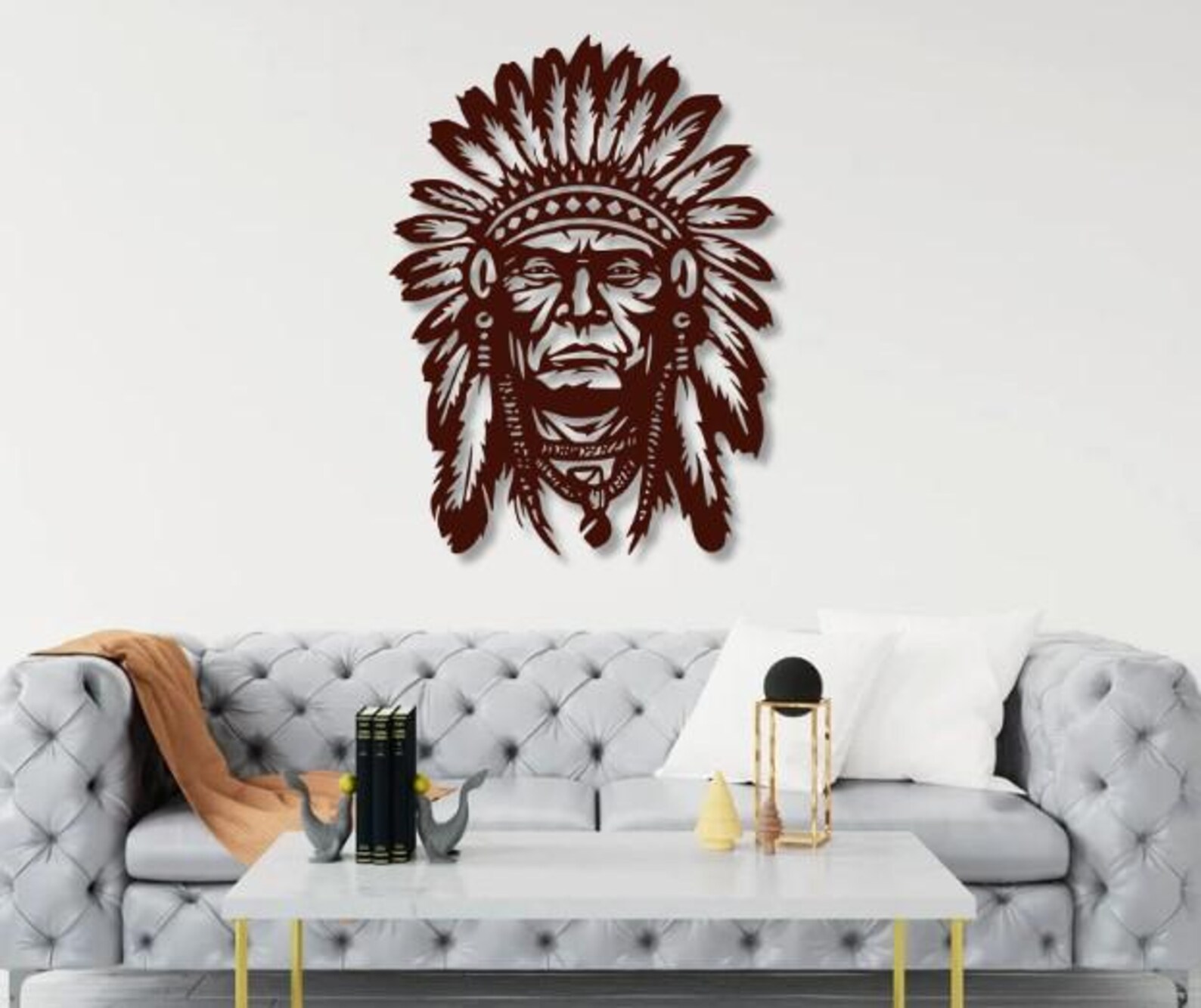 Indian Chief Svg Dxf Png Files Native American Wall Art Cut Digital ...