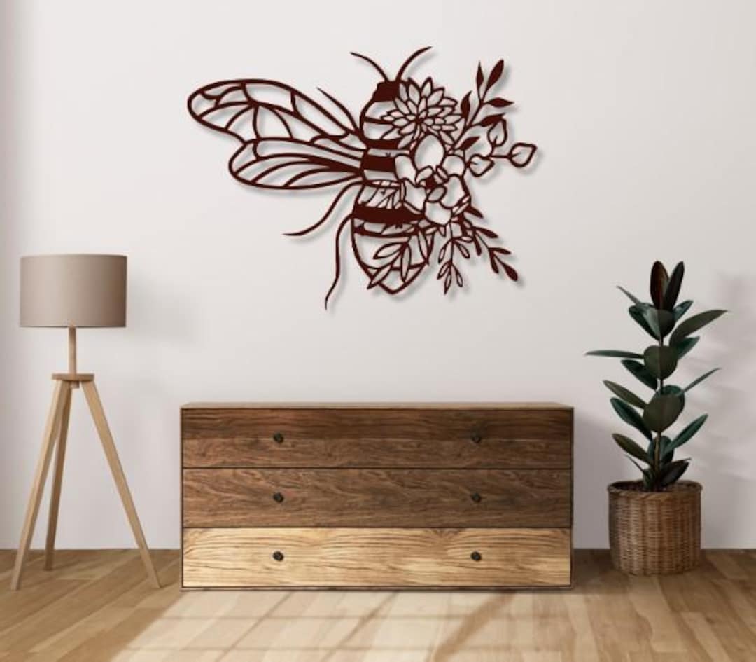 Bee Svg Dxf Files Flower Spring Garden Wall Art for Cnc Laser Plasma ...