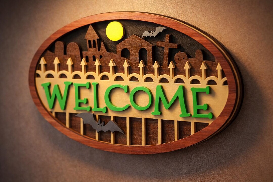Multilayer Welcome Svg Dxf Files Halloween 3D Layered Cut for Laser or ...