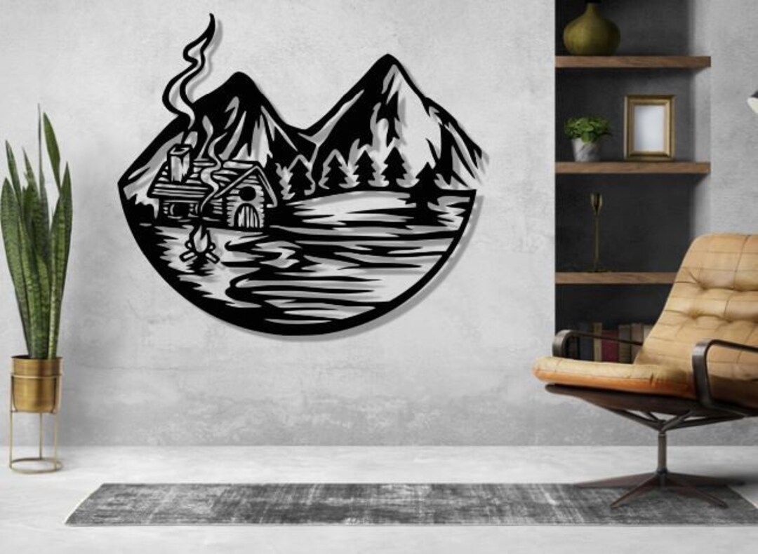 Cottage Svg Dxf Png Files , Laser Cut File Mountain House Winter Scene ...