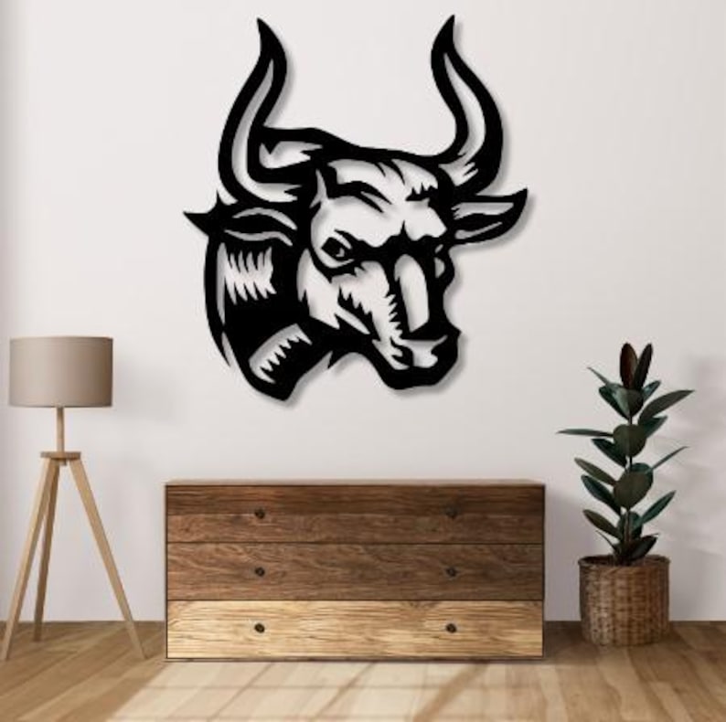 Bull Svg Dxf Png Files Bulls Head Mascot Wall Art Cut File for Cnc ...