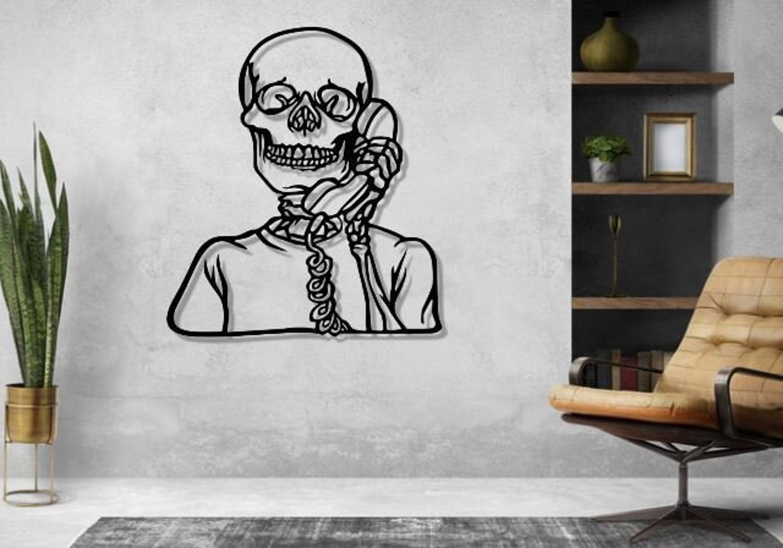Phone Svg Dxf Png Fİles , Laser Cut File , Skeleton Telephone Skull ...