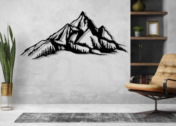 Mountain Svg Dxf Files , Laser Cut File , Mountains Hills Trees Scene ...