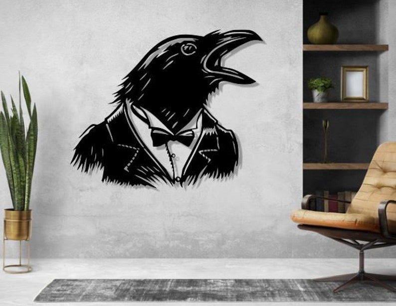 Crow Svg Dxf Png Files Laser Cut File Crow Bird Smokin Vinyl Wall Art ...