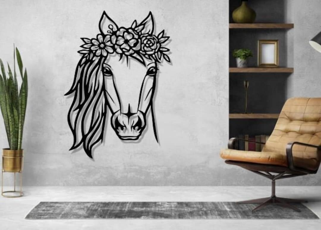 Horse Head Svg Dxf Png Files , Laser Cut File , Horse Face Flower Crown ...