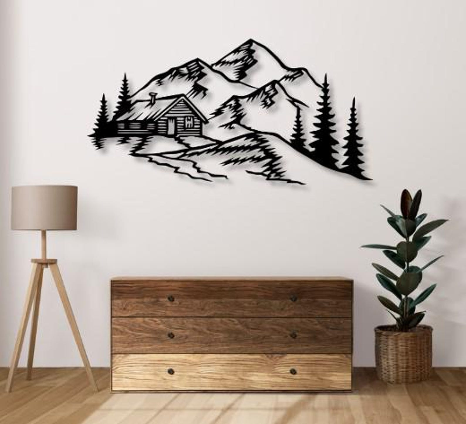 Chalet Svg Dxf Png Files Mountain House Scene Vector Cut File for Cnc ...