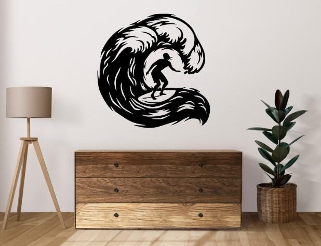 Surfing Svg Dxf Png Files Surf Laser Cut File Wall Art Vectorel Cutting ...