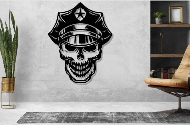 Police Svg Dxf Png Files , Laser Cut File Police Department Skull Face ...
