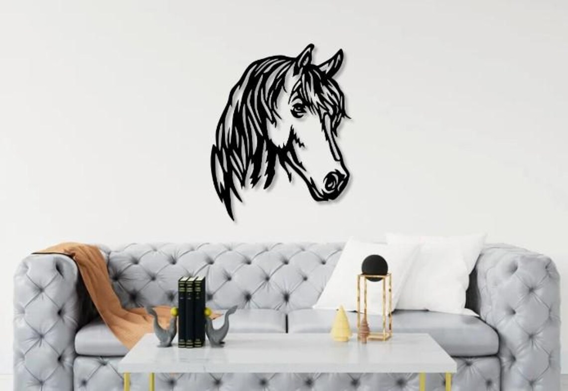 Pferde-Svg Dxf Png-Dateien Laser Cut-Datei Pferde Gesicht Kopf Wand ...