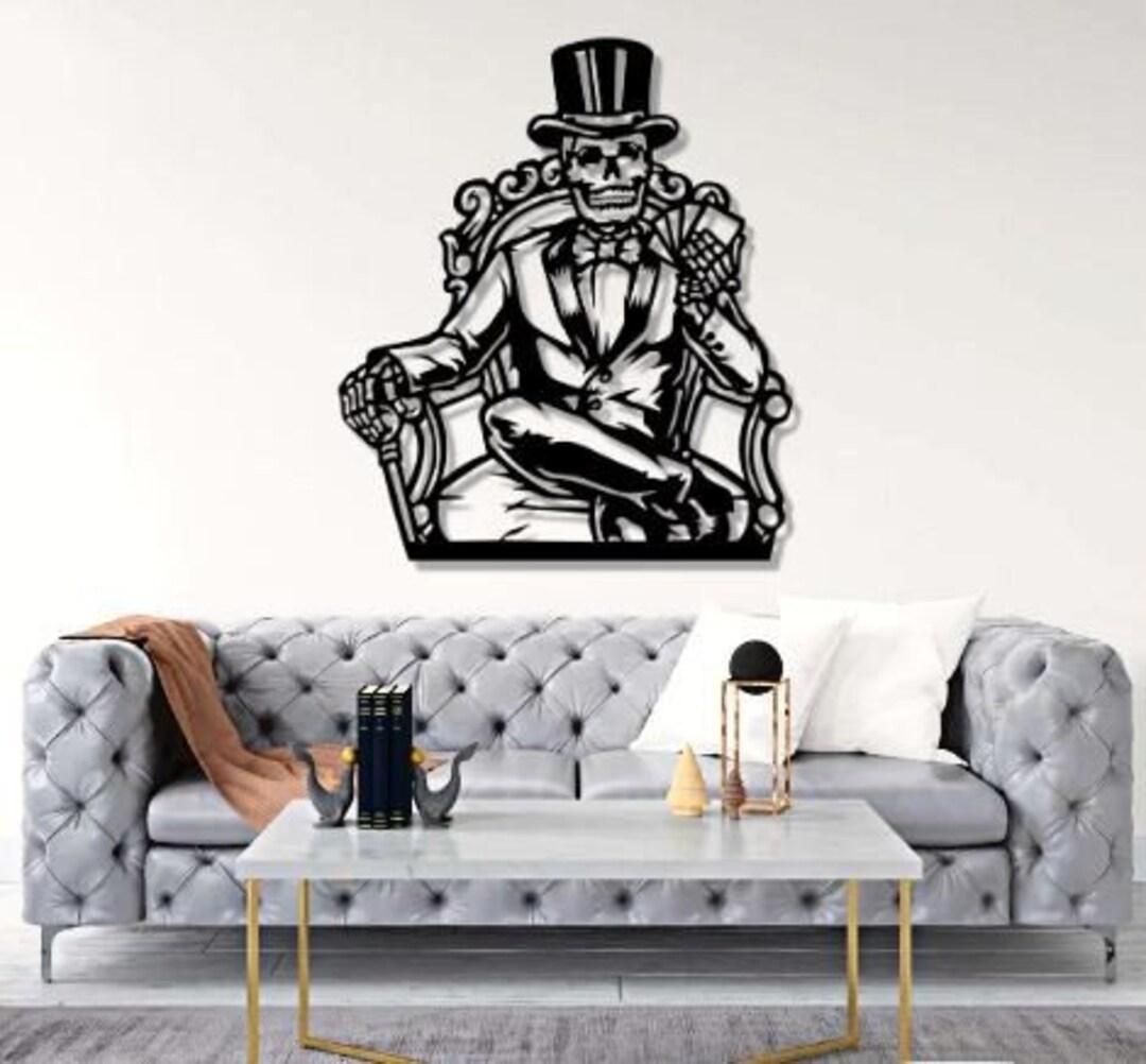 Pokerface Svg Dxf Png Files Skeleton Tuxedo Gambler Gambling Wall Art ...