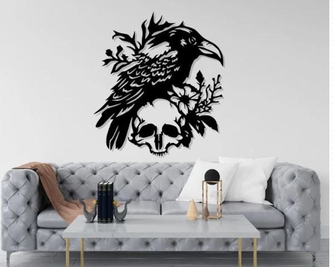 Raven Svg Dxf Png Files , Laser Cut File , Skull , Cricut Cut File for ...