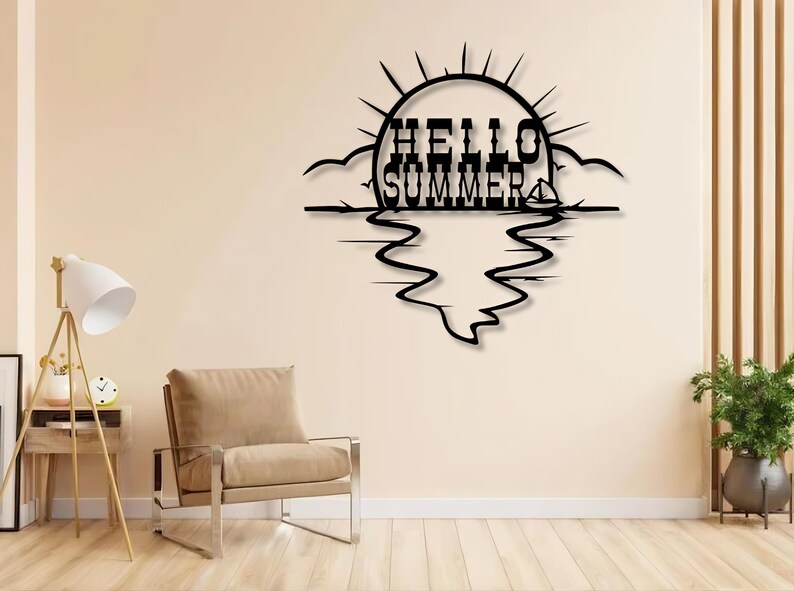 Summer Svg Dxf Png Files Laser Cut File Sun Sunset Scene Wall Art File ...