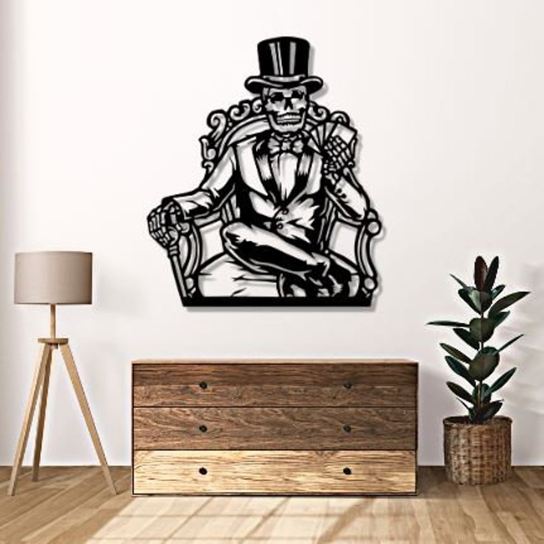 Pokerface Svg Dxf Png Files Skeleton Tuxedo Gambler Gambling Wall Art ...