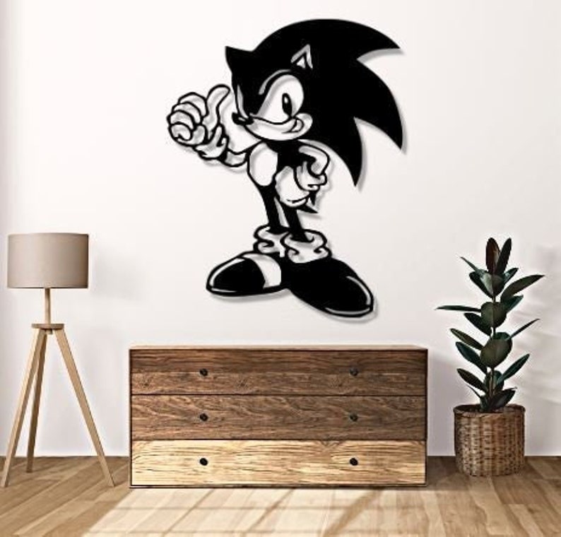 Sonic Dxf Svg Png Files , Laser Cut File , Sonic , Hedgehog , Wall Art ...