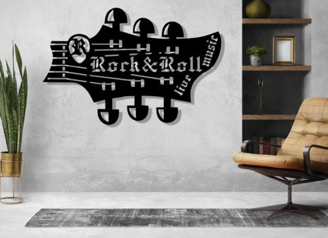 Rock Svg Dxf Png Files Laser Cut File Rock Music Guitar Wall Art Decor ...
