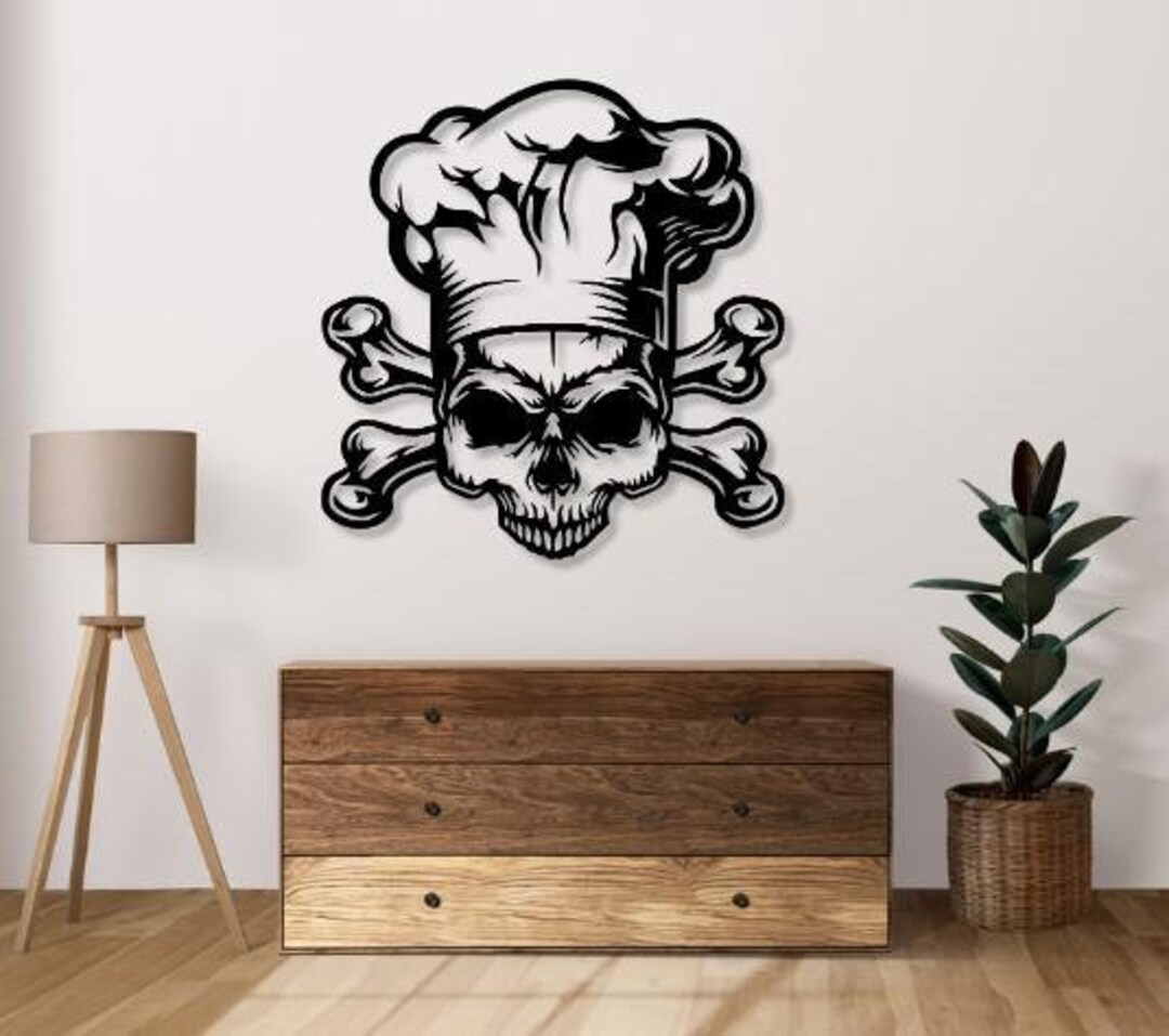 Chef Skull Svg Dxf Png Files Chefs Hat Wall Art Cut File for Cnc Laser ...