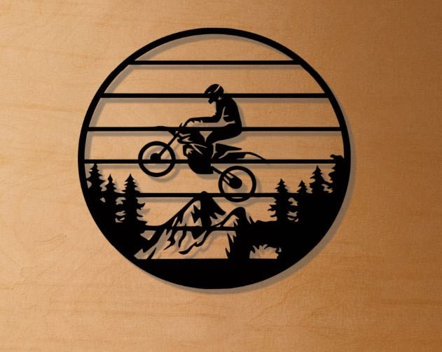 Motorcycle Scene Svg Dxf Png Files , Laser Cut File , Nature Motorcycle ...