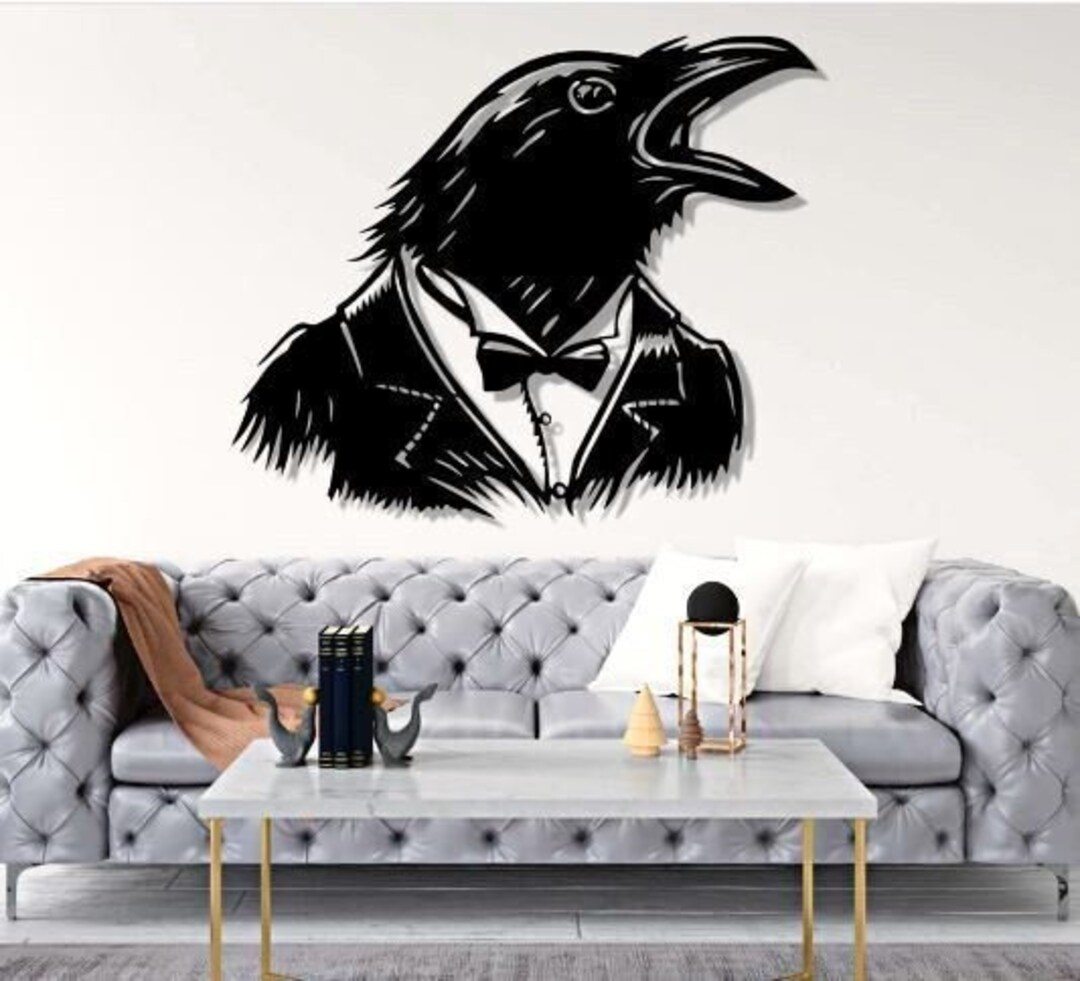 Crow Svg Dxf Png Files Laser Cut File Crow Bird Smokin Vinyl Wall Art ...