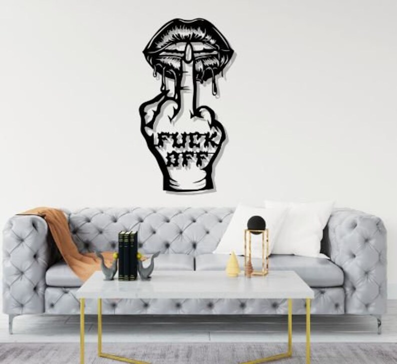 Naughty Girl Svg Dxf Files Laser Cut Files Lips Middle Finger Wall at ...