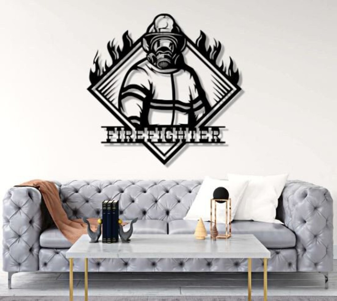 Fireman Svg Dxf Png Files Laser Cut File Fire Firefighter Fireman Wall ...