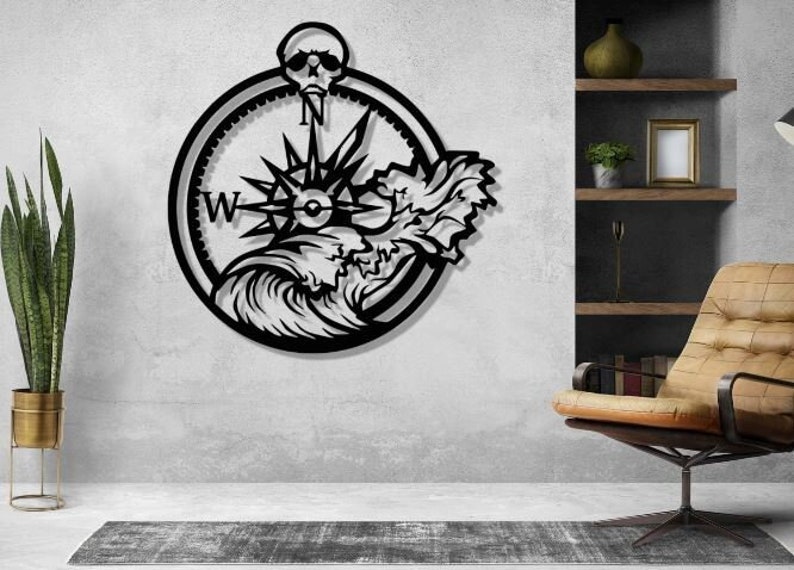 Sailor Compass Svg Dxf Png Files , Laser Cut File , Sea Waves Skull ...