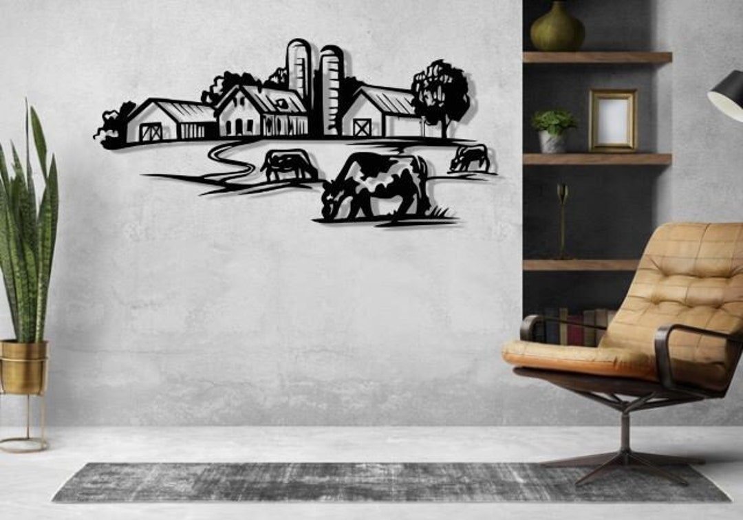 Farm Svg Dxf Files , Laser Cut File , Farm Farmer Barn Cows Village ...