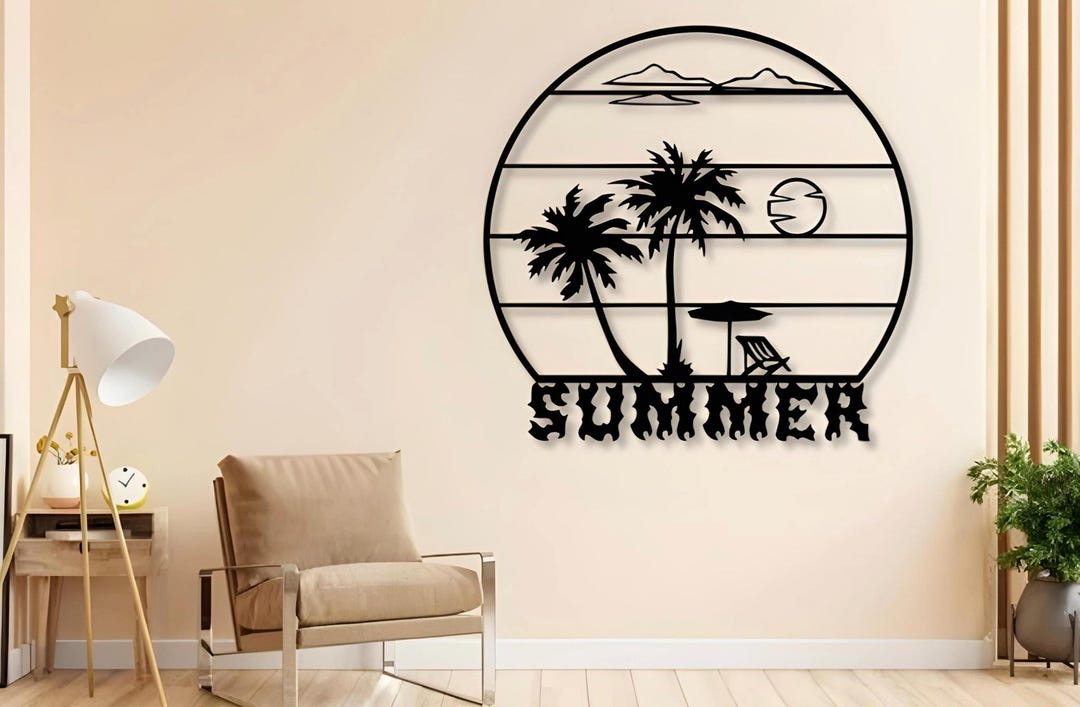 Summer Beach Scene Laser Cut File, Palm Tree Wall Decor (SVG DXF PNG ...