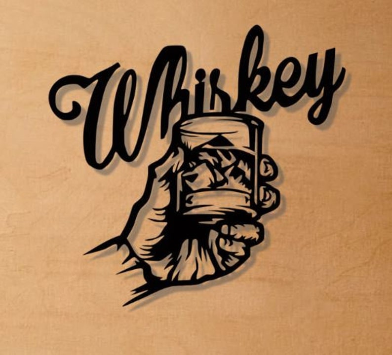 Whiskey Svg Dxf Png Files , Laser Cut File , Whiskey Alcohol Glass Ice ...