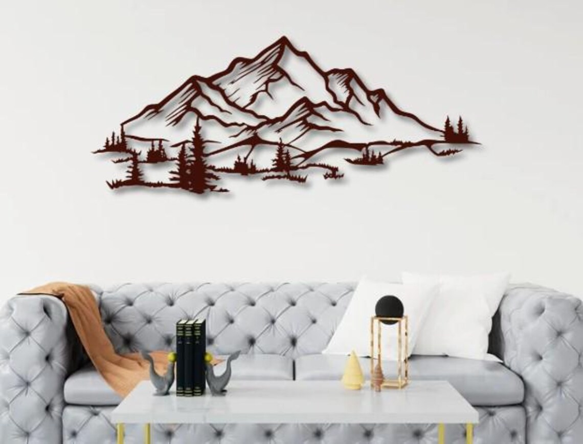 Mountain Scene Svg Dxf Png File Laser Cut for Cnc Plasma Laser Xtool ...