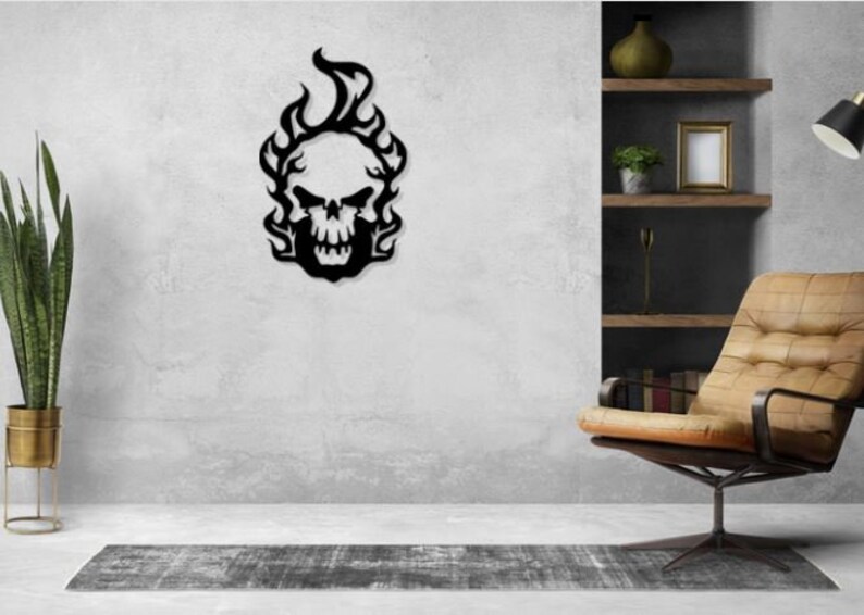 Skull Svg Dxf Png Files , Laser Cut File , Skull , Flaming , Flame ...