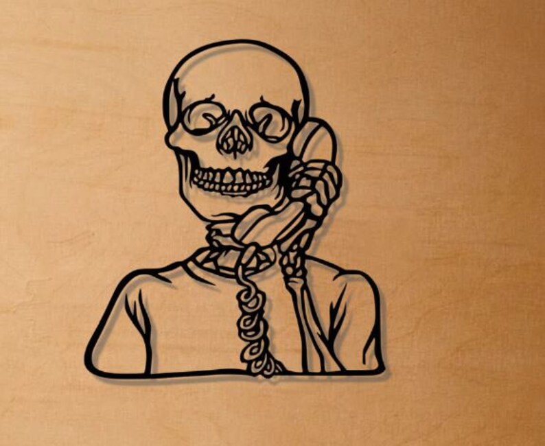 Phone Svg Dxf Png Fİles , Laser Cut File , Skeleton Telephone Skull ...