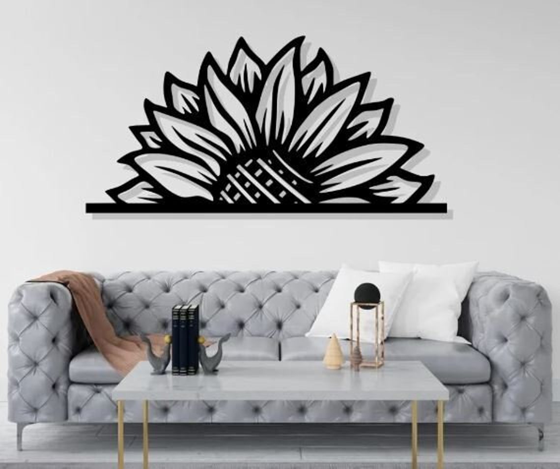 Sunflower Svg Dxf Png Files , Laser Cut File , Half , Sunflower ...