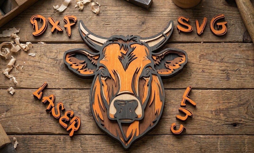 Cow Multilayer Svg Dxf Files Cow 3D Layered Vector Art Cut for Cnc ...