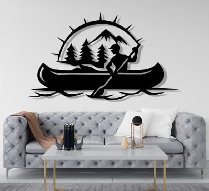 Canoe Svg Dxf Png Files , Laser Cut File , Canoe , Boat , Scene , Lake ...