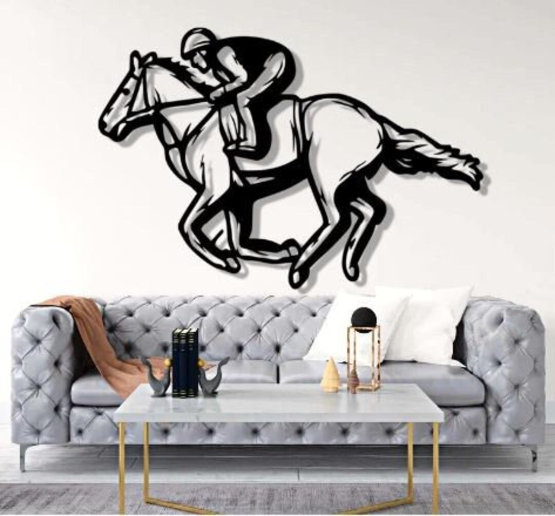Horse Riding Svg Dxf Png Files Laser Cut File Horse Jockey Rider Wall ...