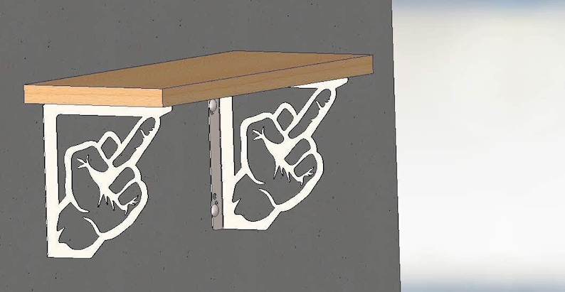 Middle Finger Shelf Bracket Dxf Svg Files , Wall Shelving Brackets ...