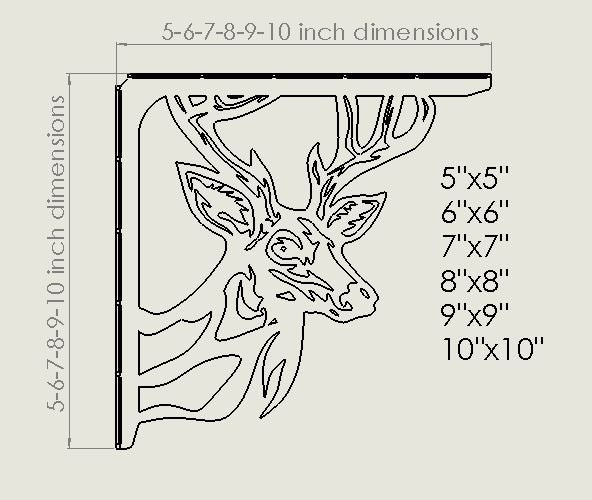 Shelving Bracket Dxf Svg Files Deer Laser Cut File Shelf Bracket 5-6-7 ...