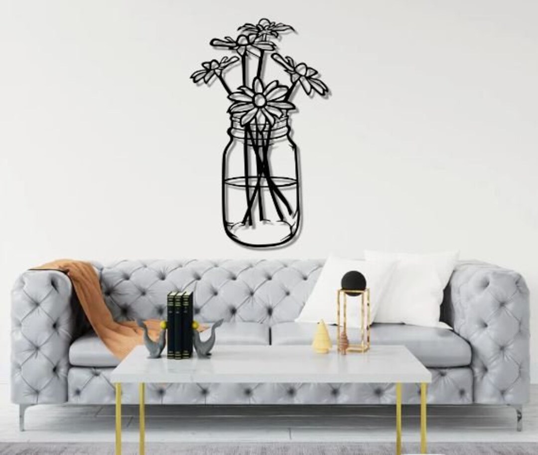 Buy Flower Svg Dxf Png Files Laser Cut File Vase Daisy Wall Art ...