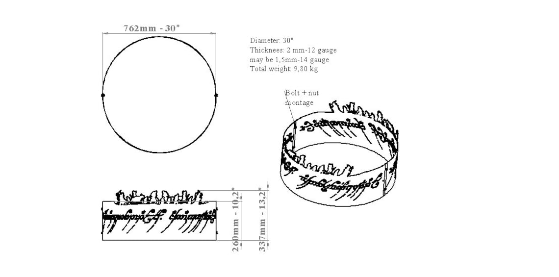 Fire Ring Dxf Svg Files , Lotr ,firepit , Fire , Area Ring Metal Cut ...