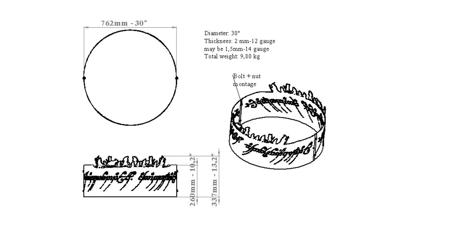 Fire Ring Dxf Svg Files , Lotr ,firepit , Fire , Area Ring Metal Cut ...