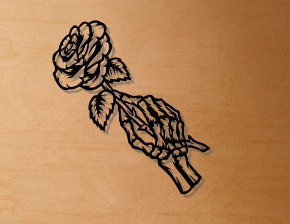 Rose Skeleton Svg Dxf Png Files ,laser Cut File Rose Hand Skeleton ...