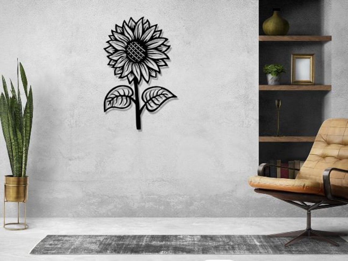 Sunflower Svg Dxf Png Files , Laser Cut File , Flower Leaves Wall Art ...