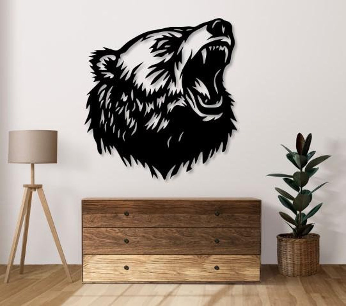 Bear Roaring Svg Dxf Png Files Bear Wall Art Cut Laser Cutting for Cnc ...