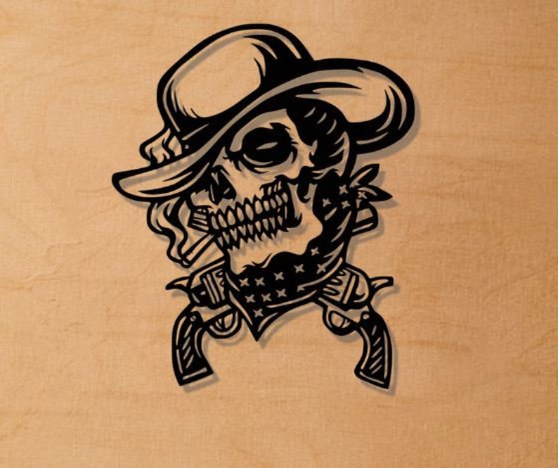 Cowboy Svg Dxf Png Files Laser Cut File Gangster Rascal Gun Guns Skull ...