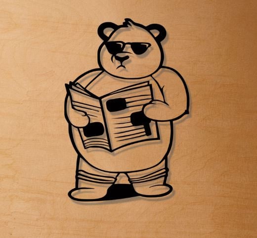 Bear Newspaper Svg Dxf Png Files , Laser Cut File , Bear Read Newspaper ...