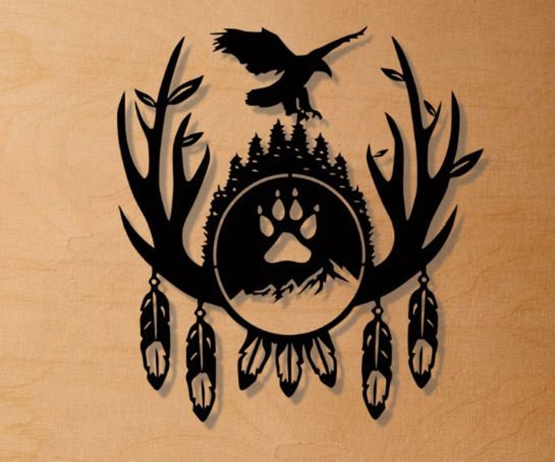 Wild Nature Svg Dxf Files , Laser Cutting Buckhorn Eagle Bear Paw Deer ...