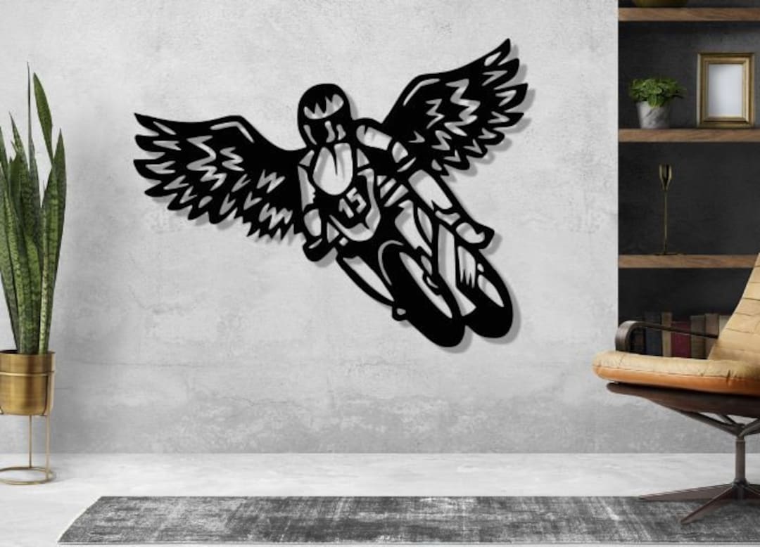 Racer Svg Dxf Png Files , Laser Cut File , Motorcycle Racing Racer Wall ...