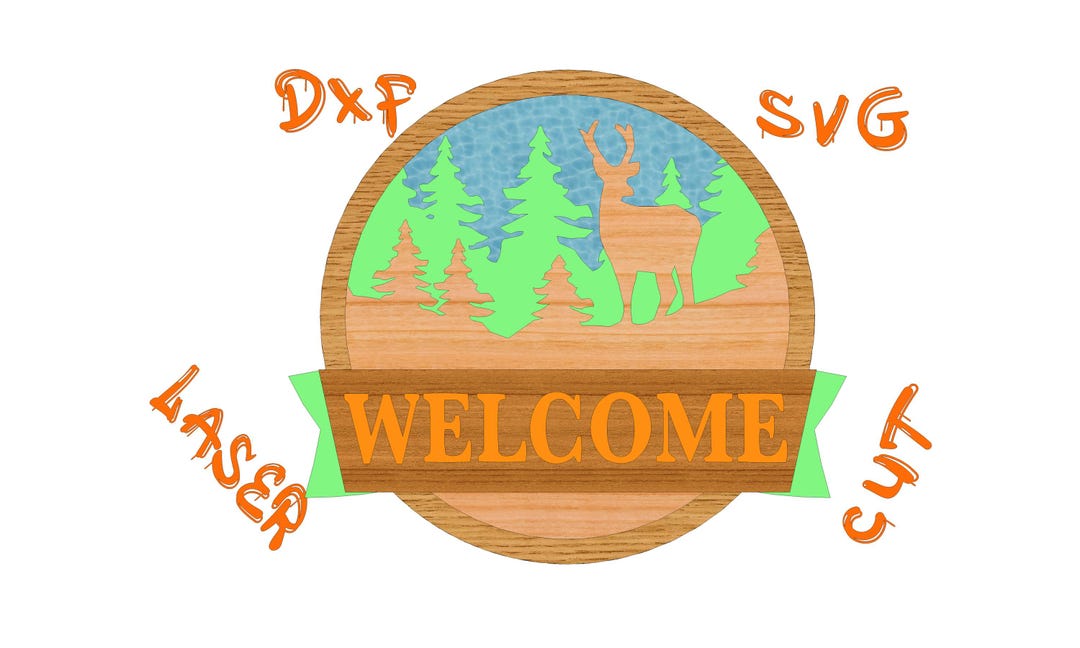 Welcome Deer Multilayer SVG DXF Files Nature Forest Deer Design Multi ...